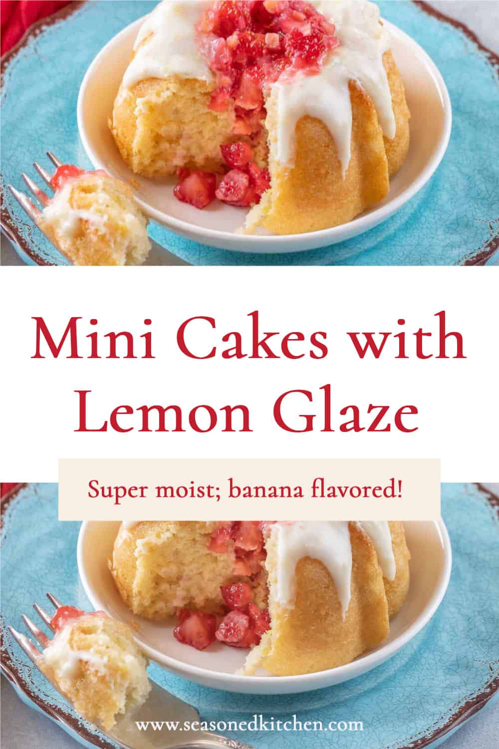 Valentine's Mini Cakes with Lemon Glaze | A Well-Seasoned Kitchen®