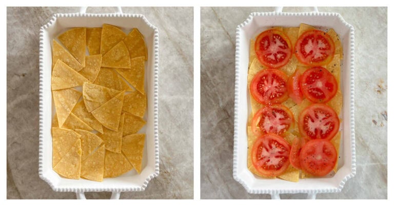 Layered Chicken Enchilada Casserole - A Well-Seasoned Kitchen®